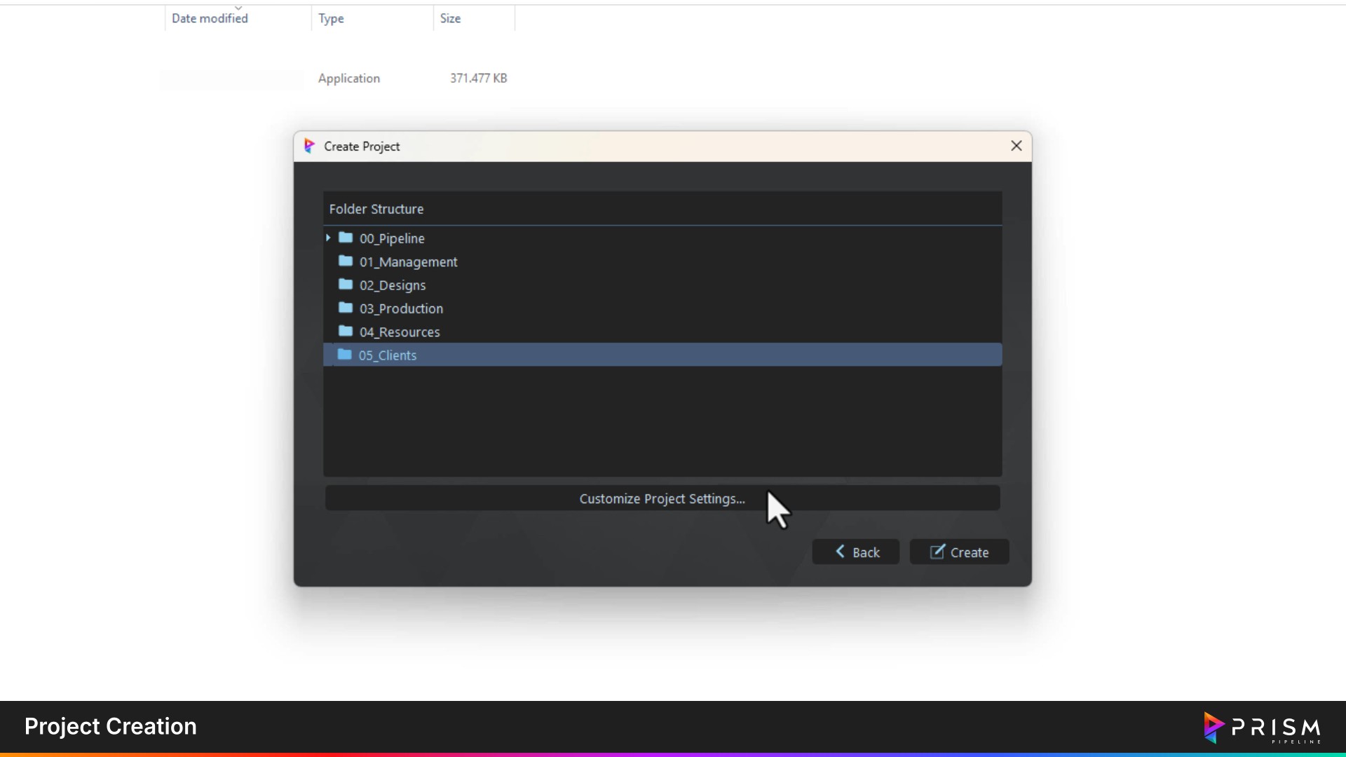 Project Creation — Prism Pipeline Documentation